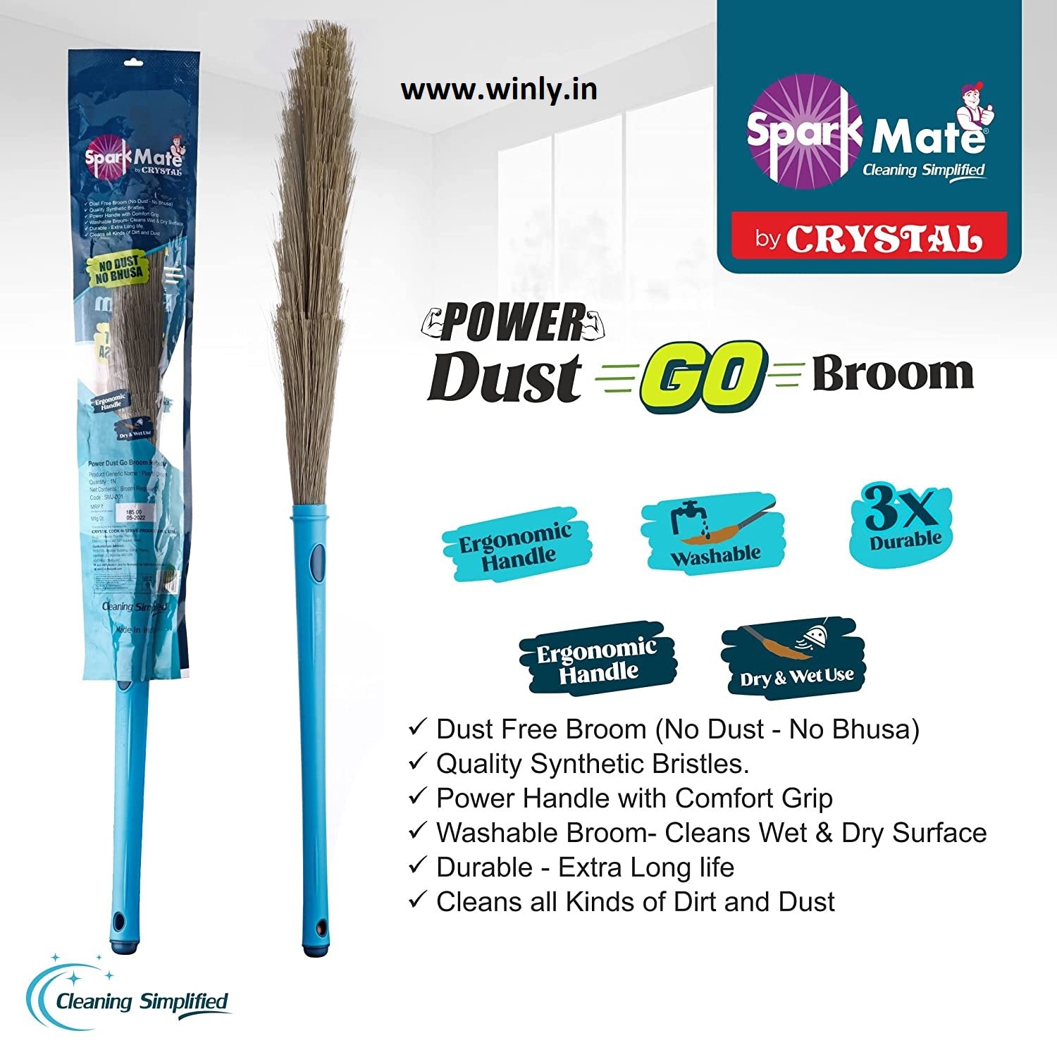 "Effortless Superior Dust Removal : Crystal Power Dust GO Broom XL"